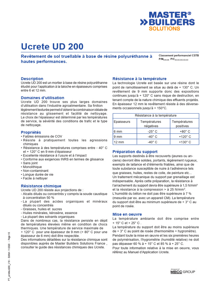 Ucrete UD 200 : Mortier Polyuréthane Performant | PDF | Peinture
