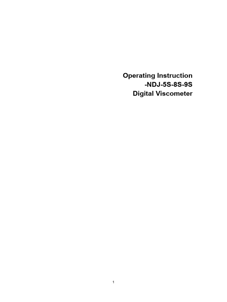 NDJ Digital Viscometer User Manual | PDF | Viscosity | Applied And ...