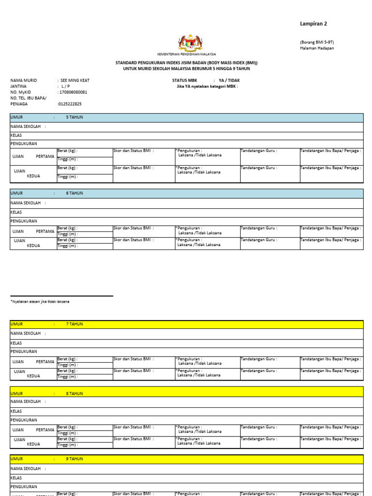 Borang Bmi 5 9T | PDF