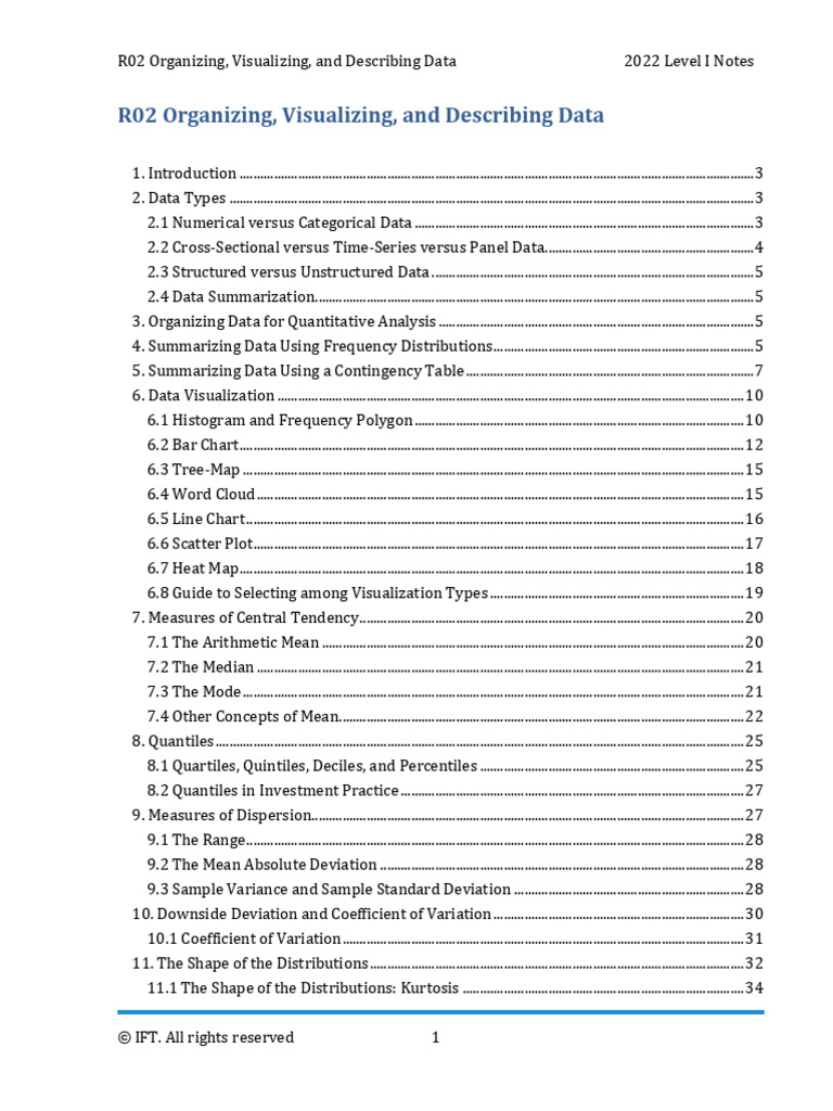IFT Notes R02 Organizing, Visualizing, and Describing Data | PDF | Mean ...