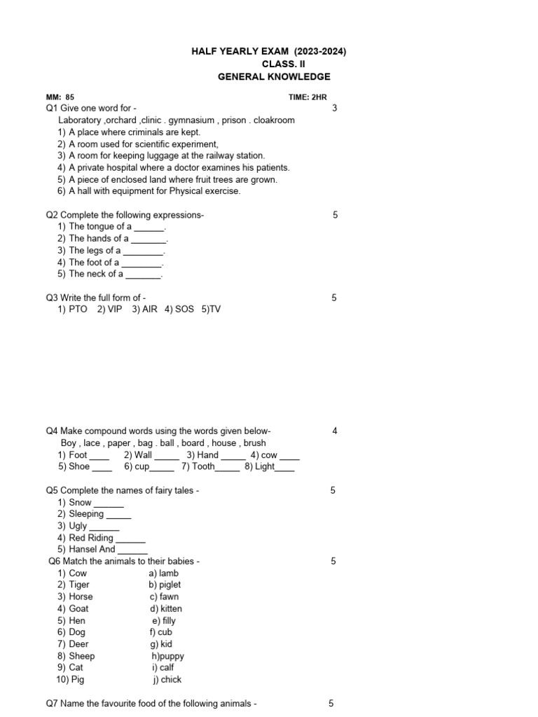 Halfyearly GK | PDF | Television | Zoology