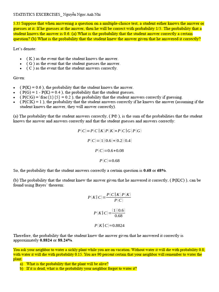Baitap Chapter5 Probability Statistics | PDF | Interest | Probability