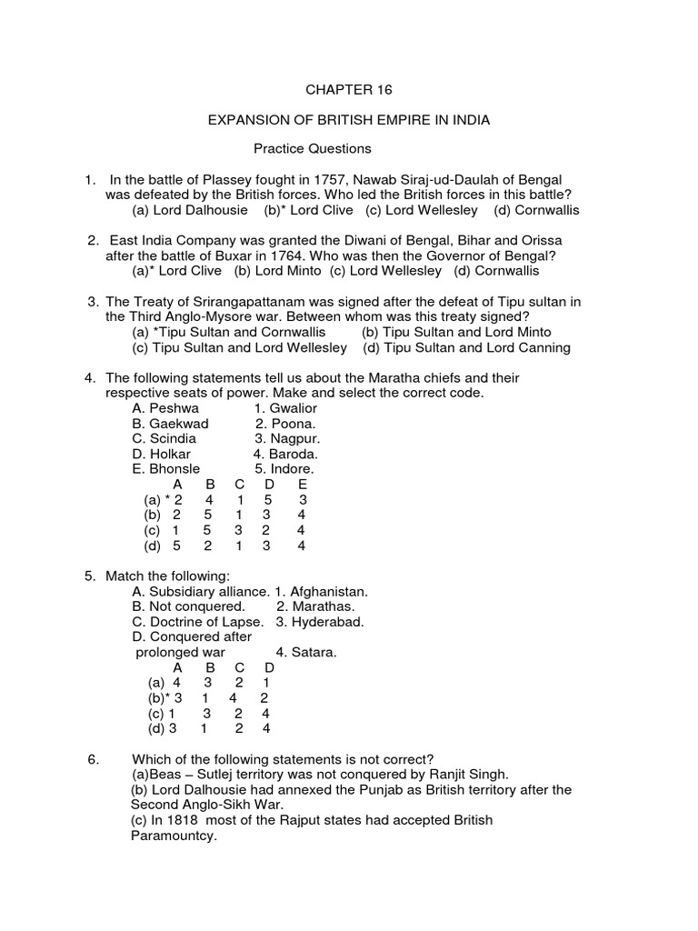 Expansion Of British Empire In India Document Pdf British India