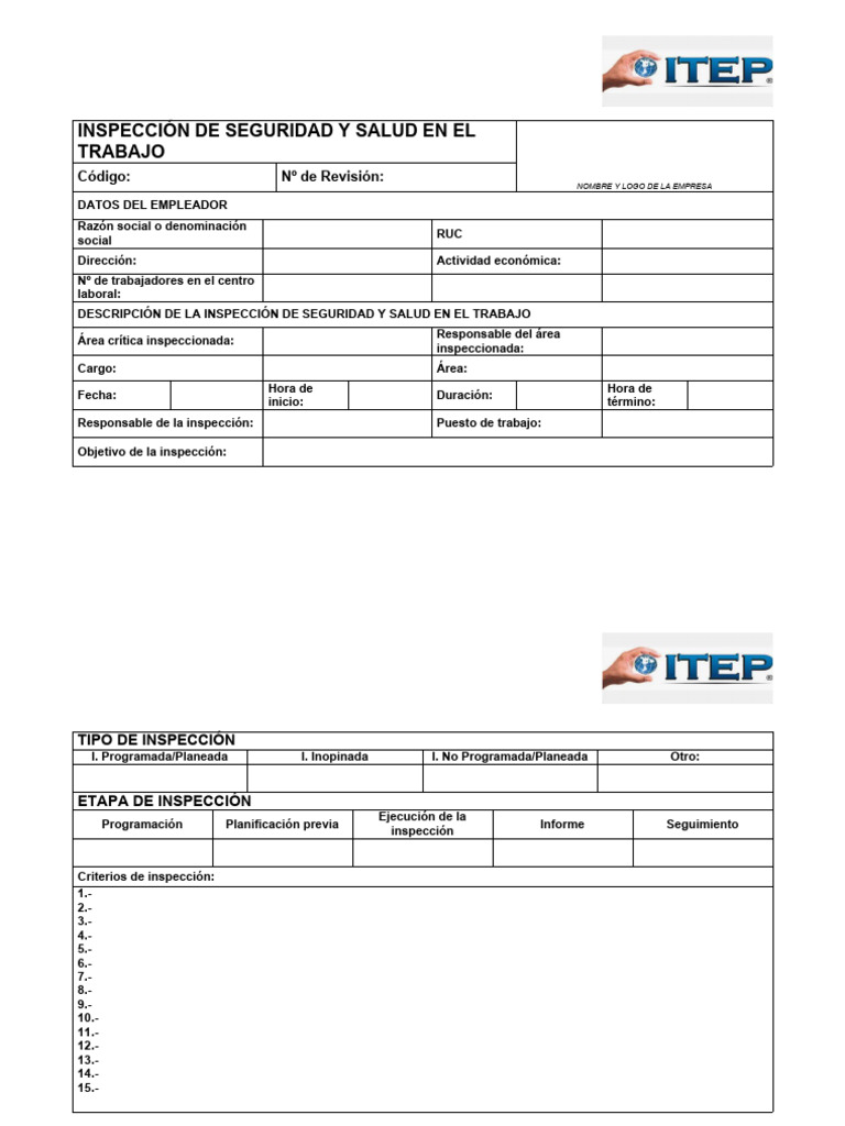 Informe de Inspección de Seguridad Laboral | PDF