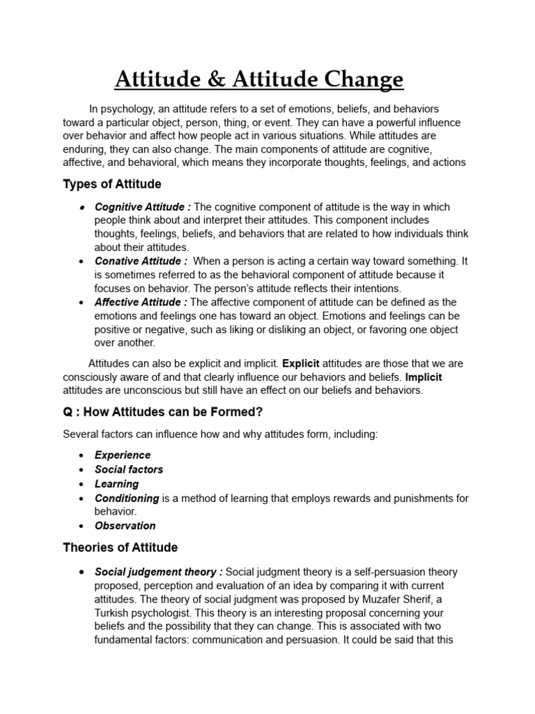 Understanding Attitudes and Change | PDF | Attitude (Psychology) | Emotions