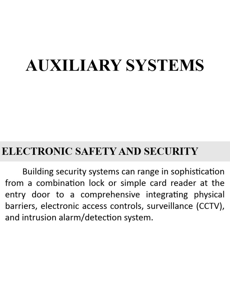 Auxiliary Systems | PDF | Closed Circuit Television | Security Alarm