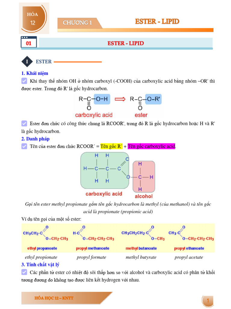 Bài 1. Ester-Lipid | PDF
