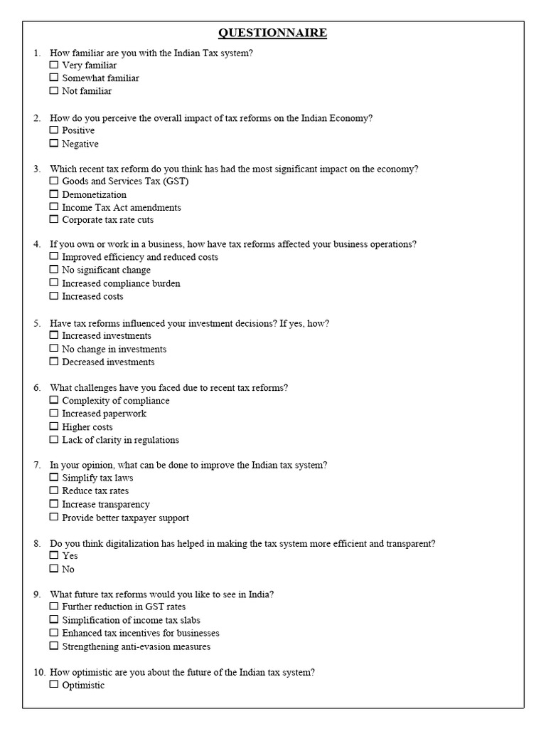 QUESTIONNAIRE | PDF | Finance & Money Management