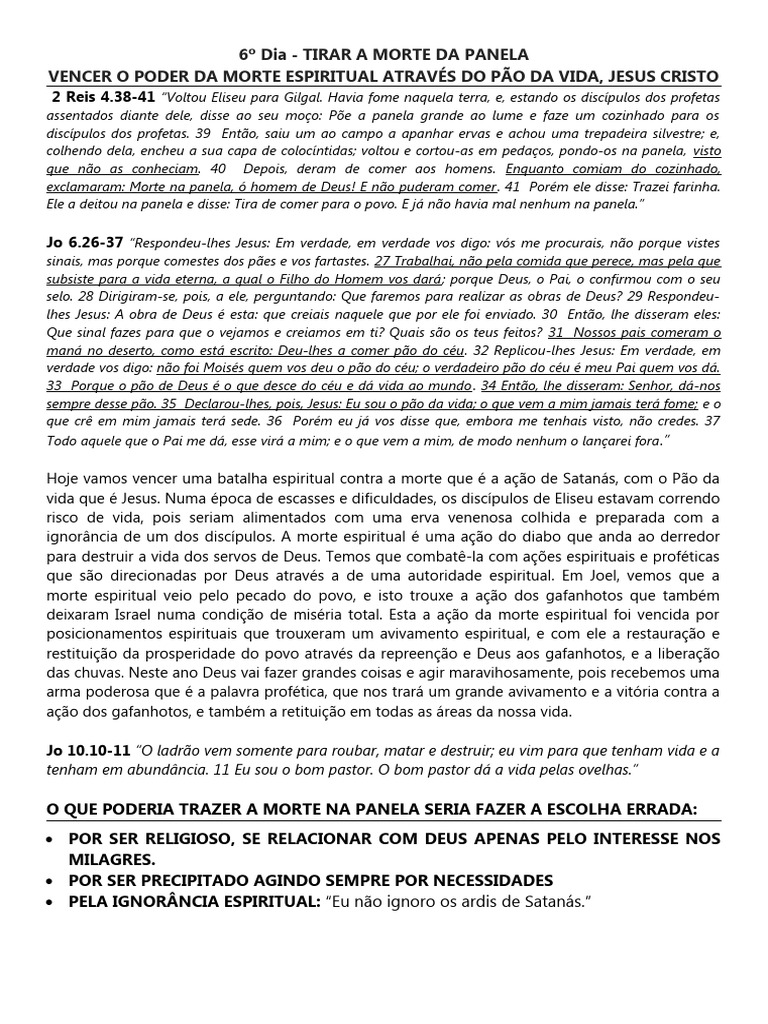 Vencer o Poder Da Morte Espiritual Através Do Pão Da Vida, Jesus Cristo | PDF | Jesus | Deus