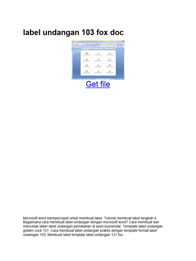 Label Undangan 103 Fox | PDF | Karier & Perkembangan | Griya & Taman