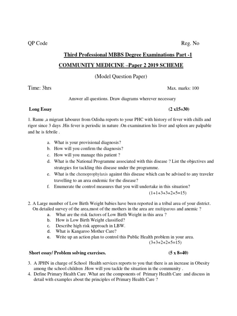 Community Medicine MBBS Exam Questions | PDF | Low Birth Weight ...