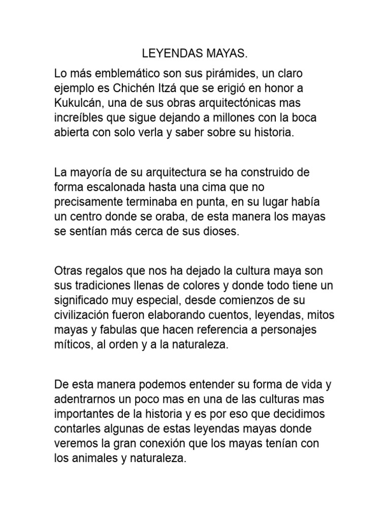 Leyendas Mayas | PDF | Civilización maya
