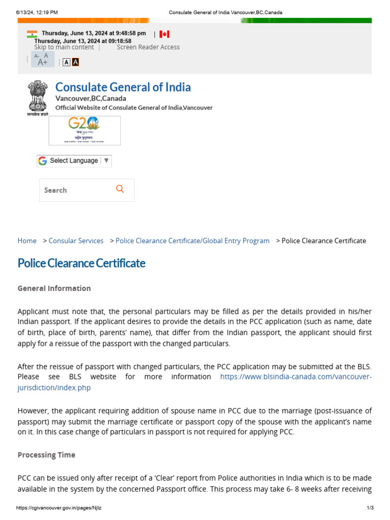 Vancouver_PCC_Fee | PDF | Passport | Consul (Representative)