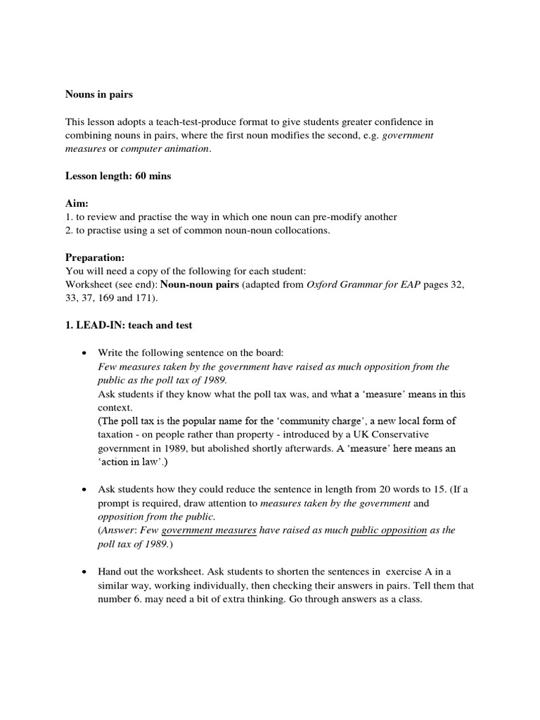 Nouns in Pairs | Download Free PDF | Noun | Adjective