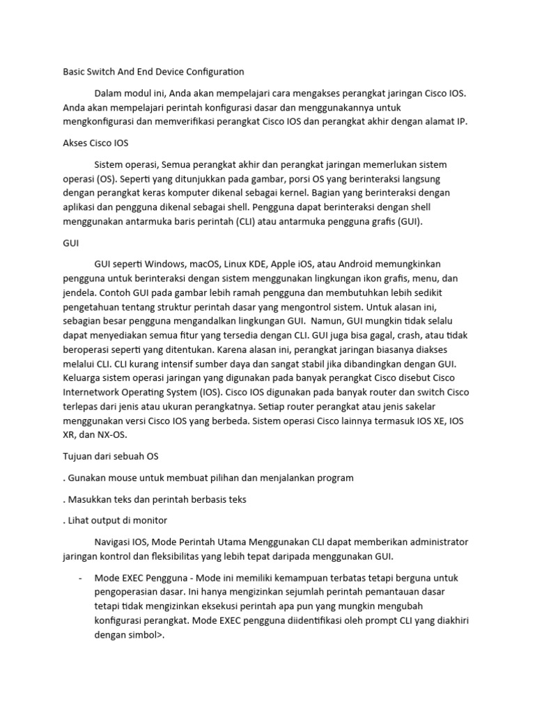 Resume Basic Switch and End Device Configuration | PDF