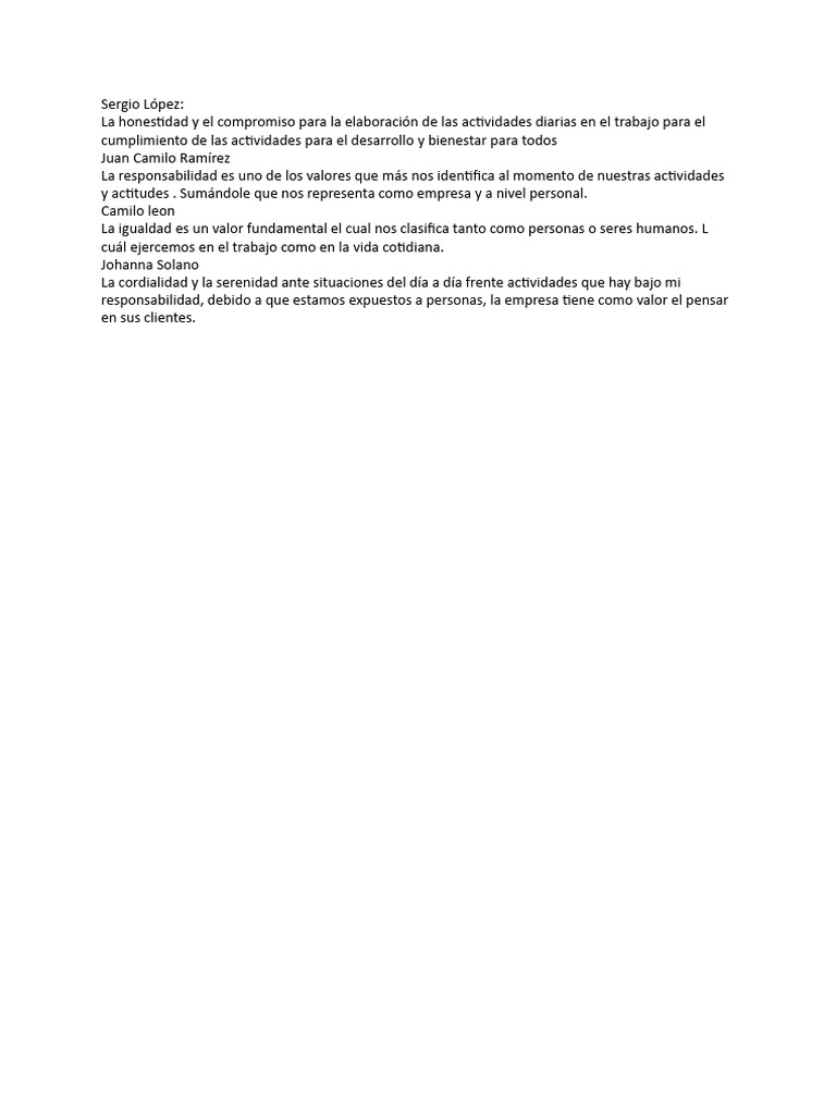Valores Fundamentales en el Trabajo | PDF