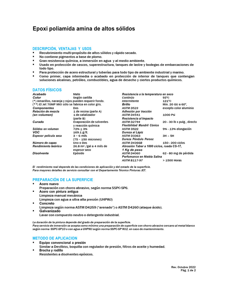 Ficha Técnica Epóxico Secado Rápido | PDF | Epoxy | Agua