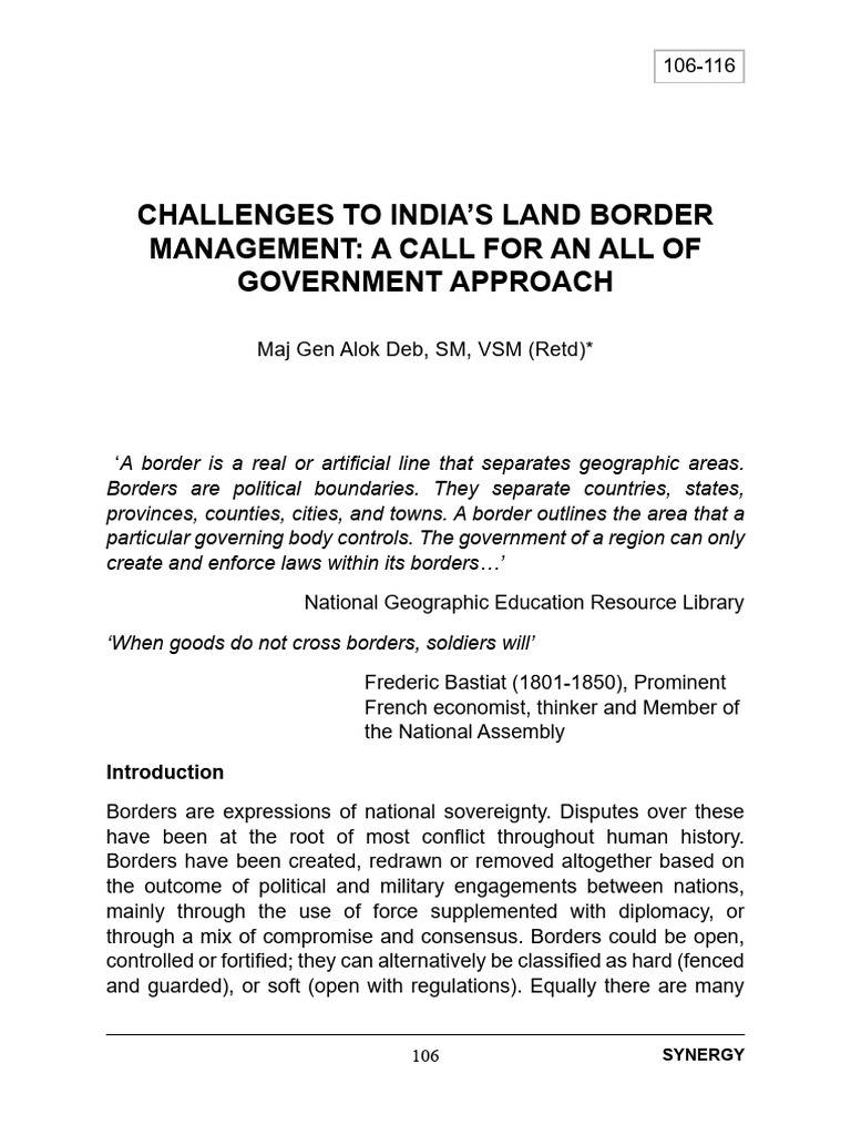 Challenges To Indias Land Border Management A Call For An All of ...