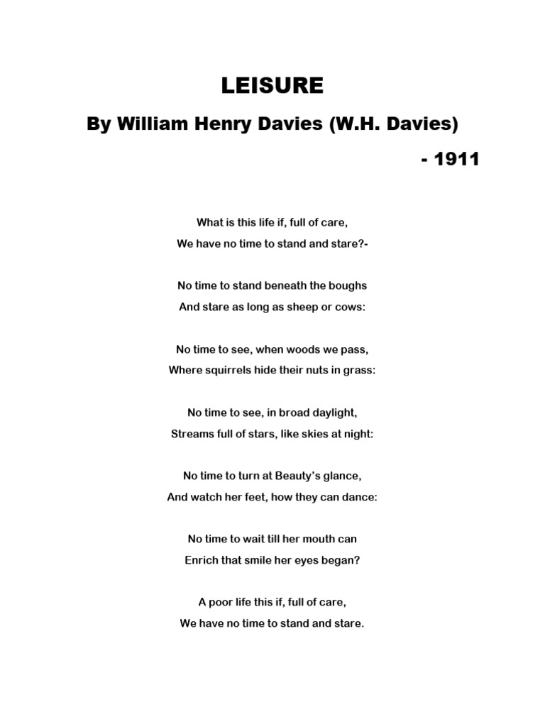 LEISURE Text & Summary | PDF | Poetry