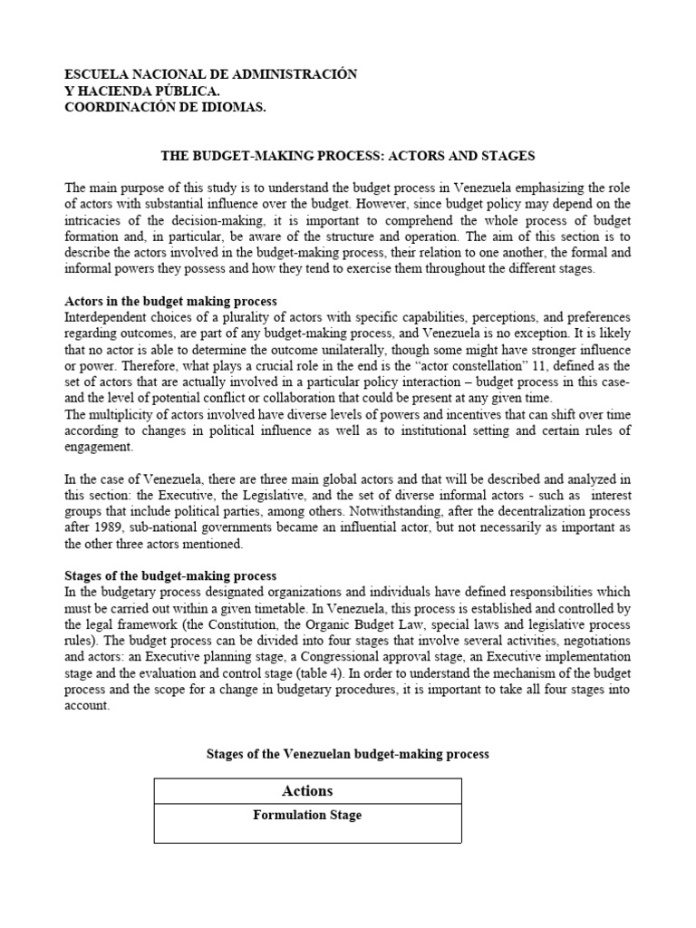 The Budget Making Process (W) | PDF | Reconciliation (United States ...