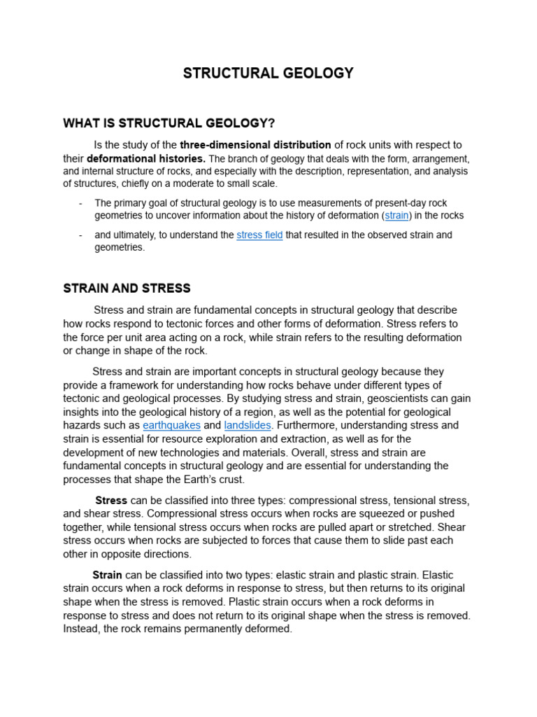 Geol 1 STRUCTURAL GEOLOGY | PDF | Structural Geology | Deformation ...