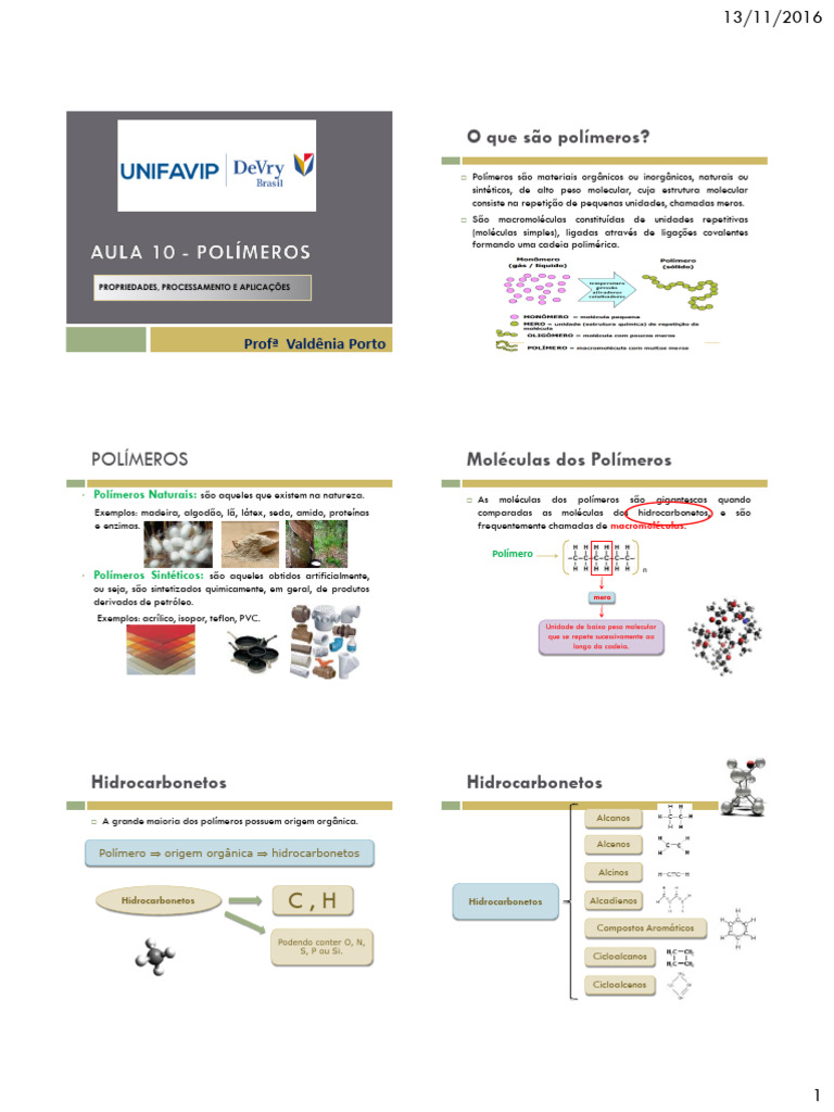 Aula 10 Polímeros Pdf Material Composto Polímeros