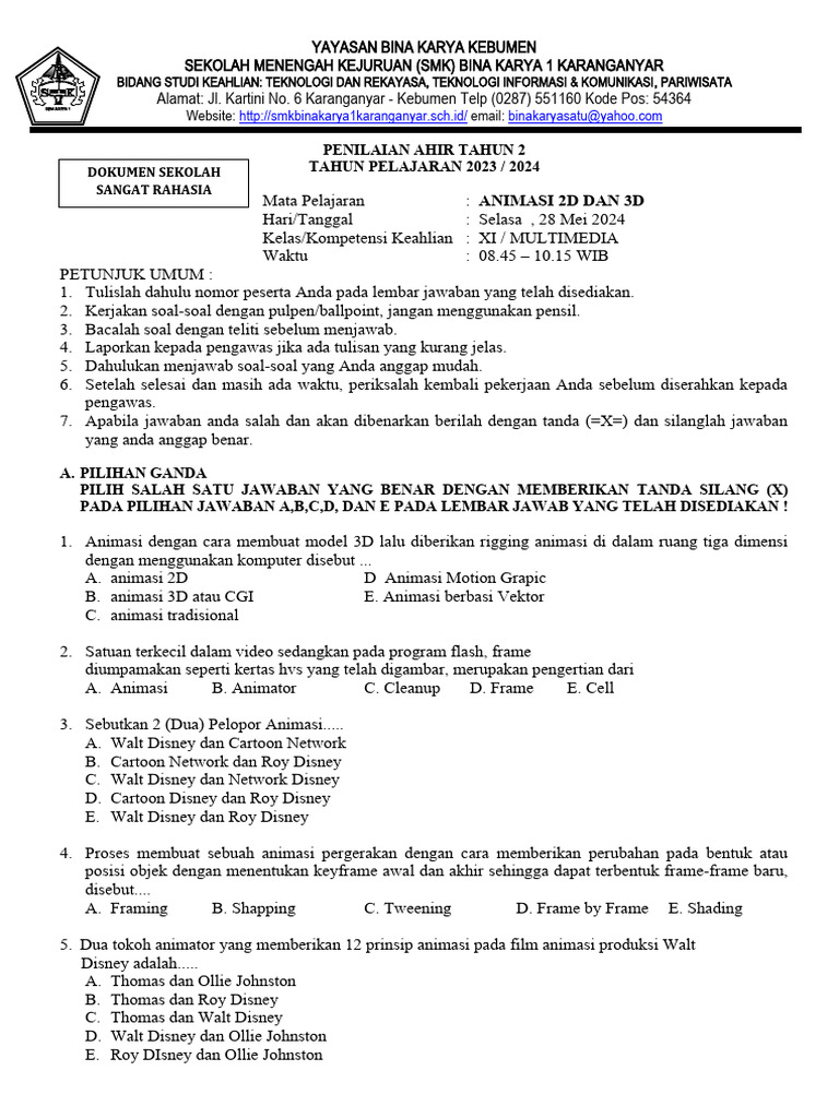 Soal Animasi 3D Pas 2 | PDF