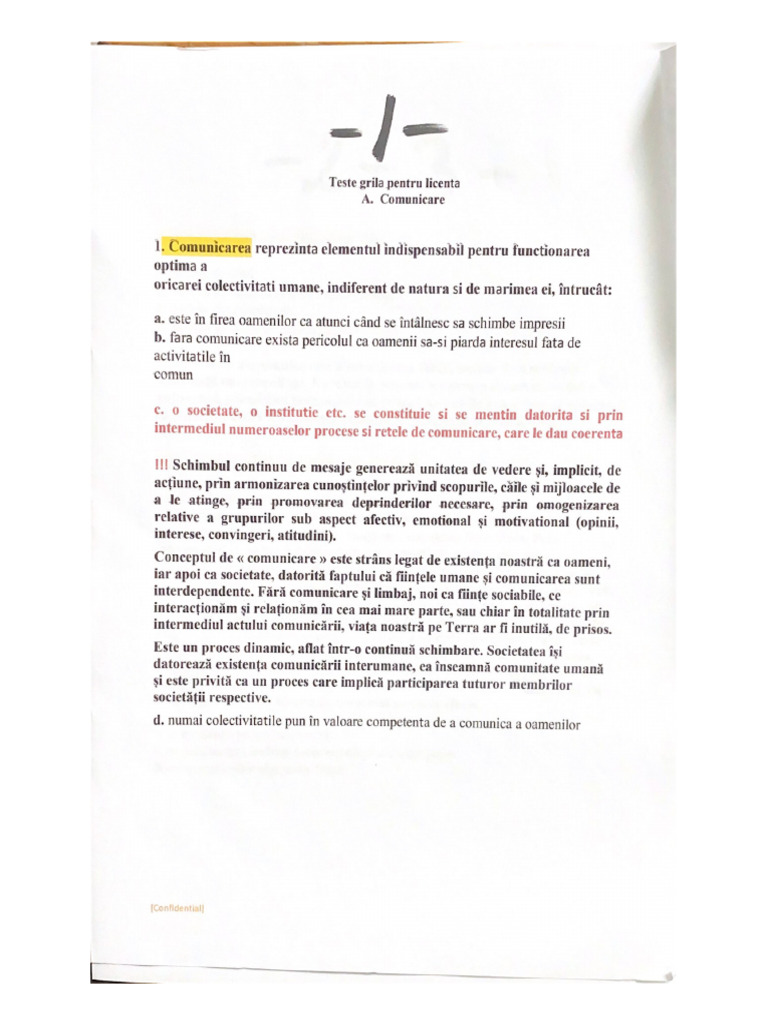 Teste Grila Pentru Licenta | PDF