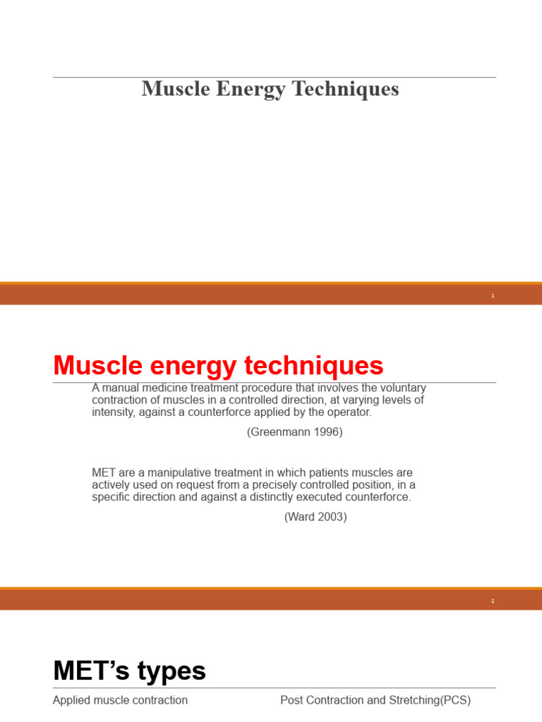 Muscle Energy Technique | PDF | Muscle Contraction | Musculoskeletal System