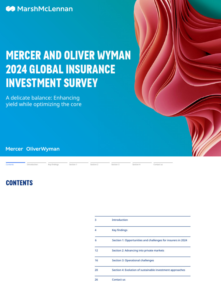Mercer and Oliver Wyman 2024 Global Investment Insurance Survey and ...