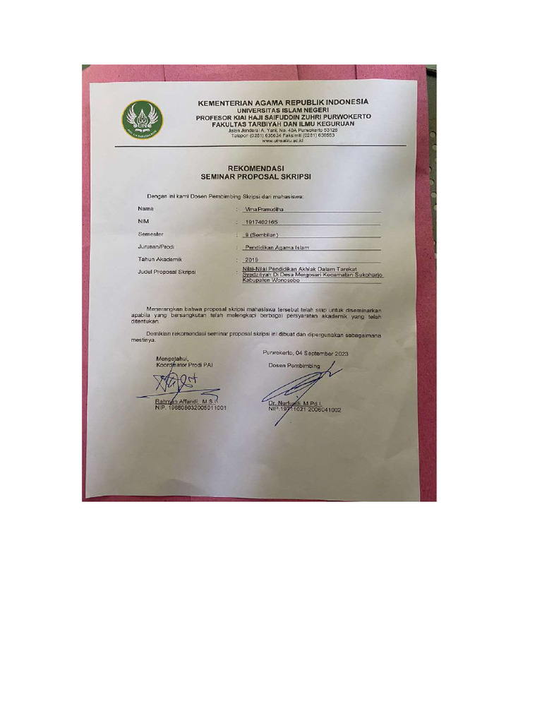 Rekomendasi Ujian Proposal_compressed | PDF