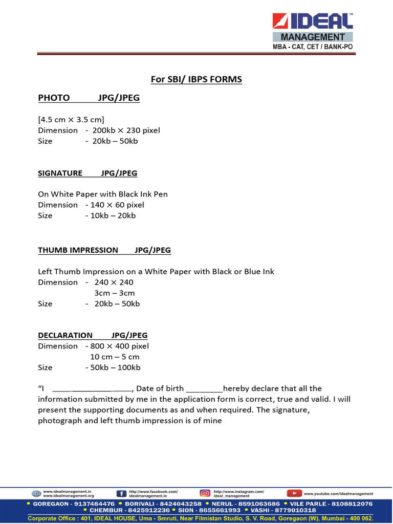 Docs Requirement To Fill The Form | PDF