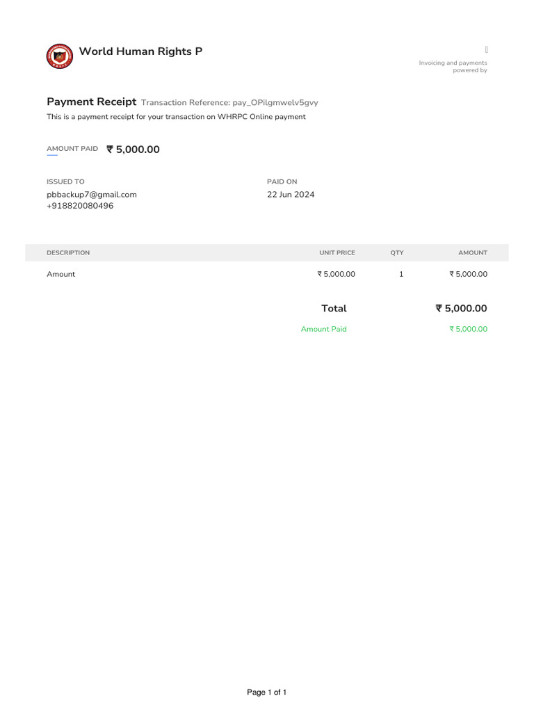 Receipt Pay - OPilgmwelv5gvy From World Human Rights Protection ...