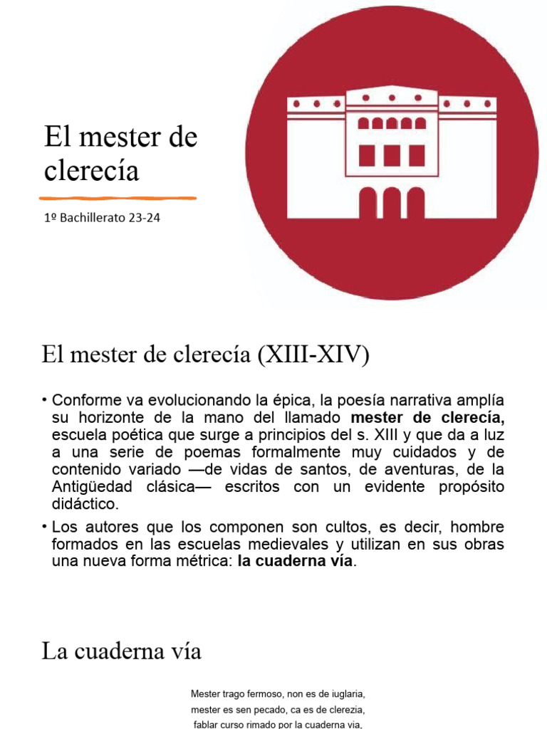 El Mester de Clerecía | PDF | Metro (poesía)