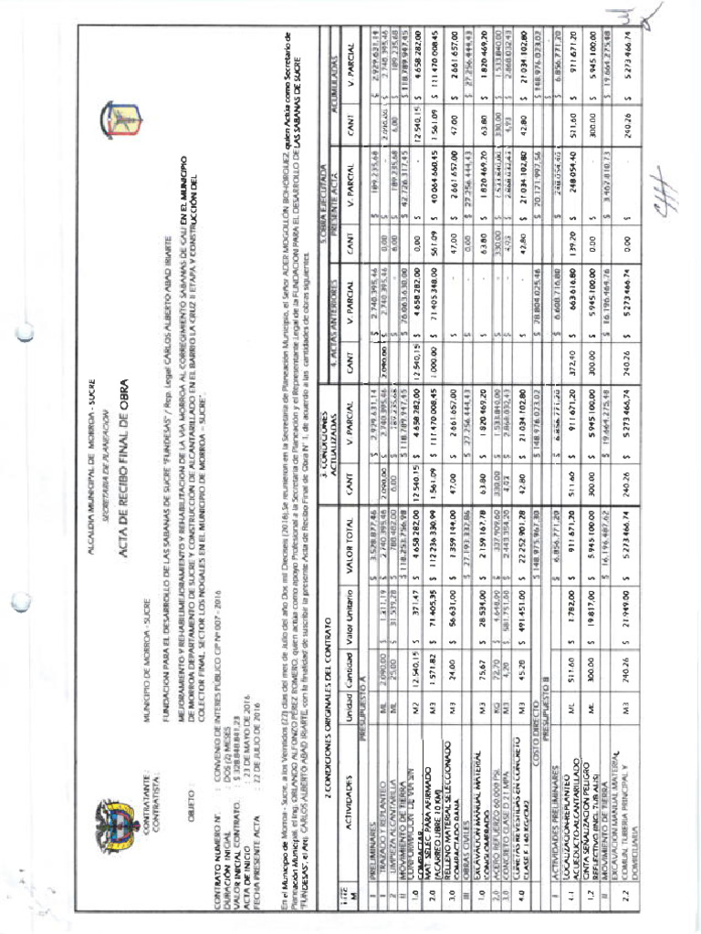 Acta Final Convenio 007-2016 | PDF