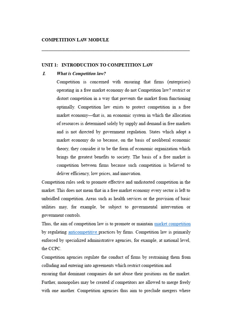 COMPETITION LAW May 2023 | PDF | Competition Law | Perfect Competition