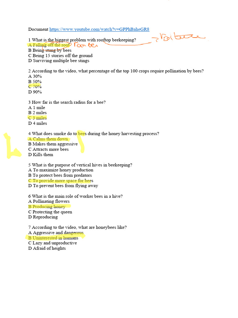 Beekeeping Video Comprehension Questions | PDF | Business | Social Science
