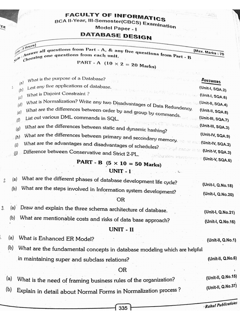 DBMS Model Papers | PDF