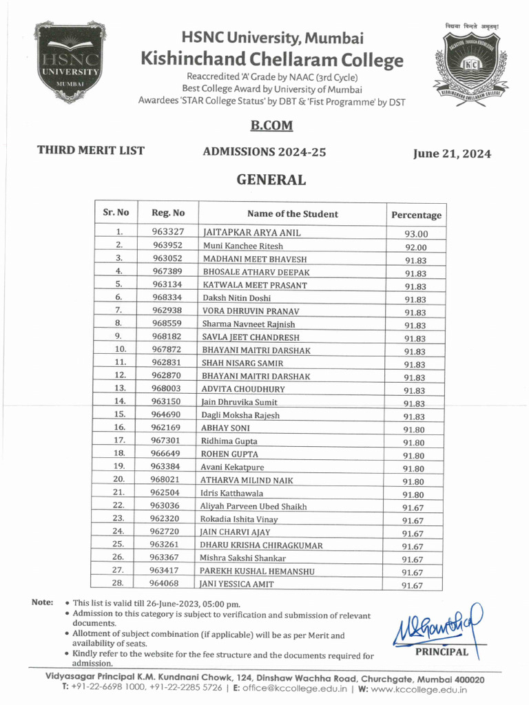 FYBCOM_THIRD-MERIT-LIST_2024-2025 | PDF