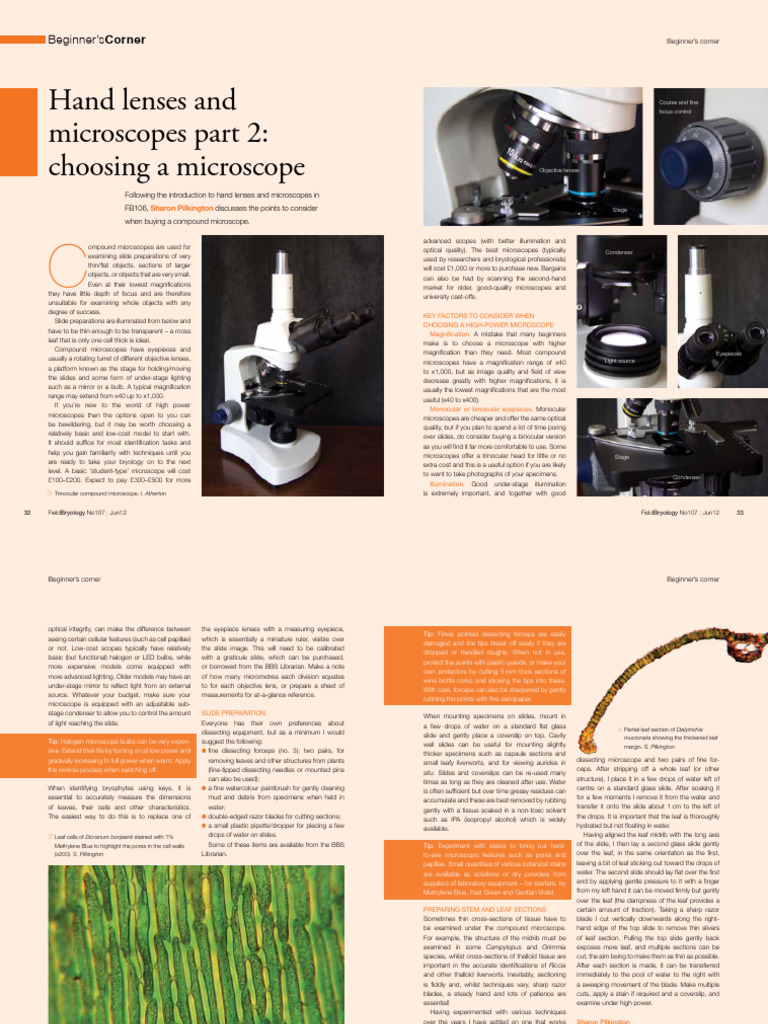 BBS FB107 Beginner's Corner | PDF | Microscope | Optical Devices