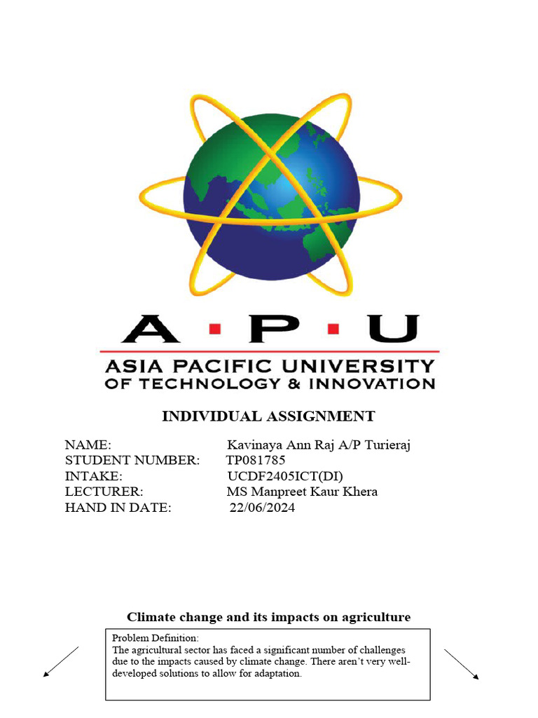 Kavinaya Ann Raj TP081785 ARSIA | PDF | Climate Resilience | Agriculture