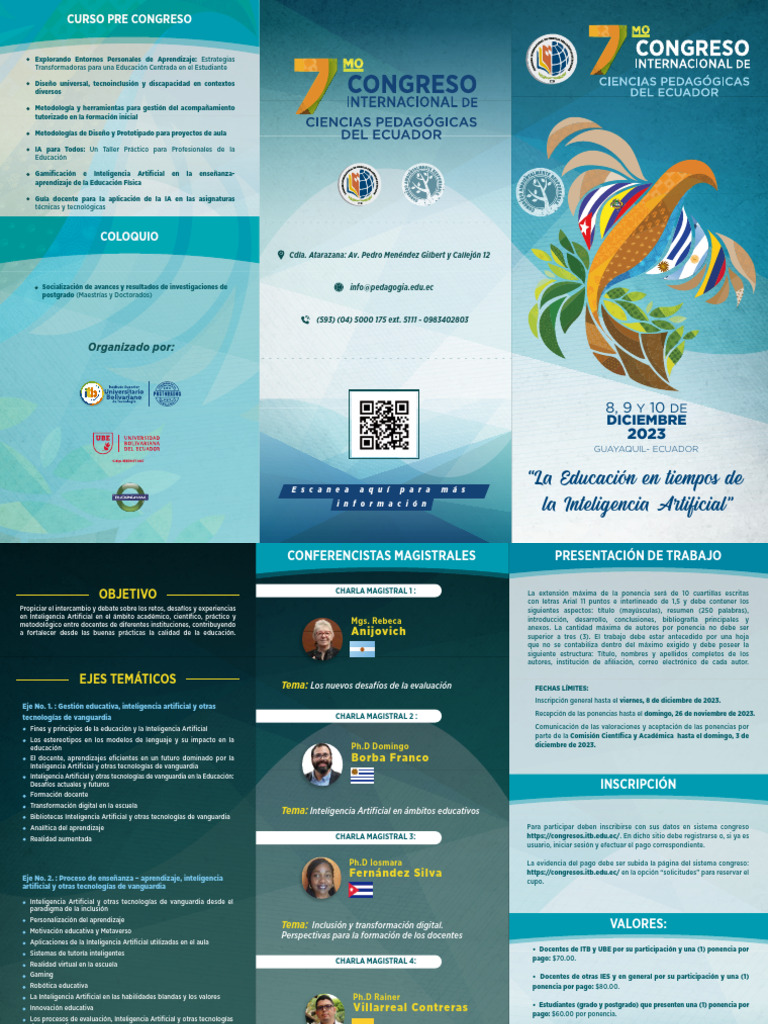 Triptico - Vii Congreso Internacional de Ciencias Pedagógicas Del Ecuador 2023 Incrustado Ff (1 ...