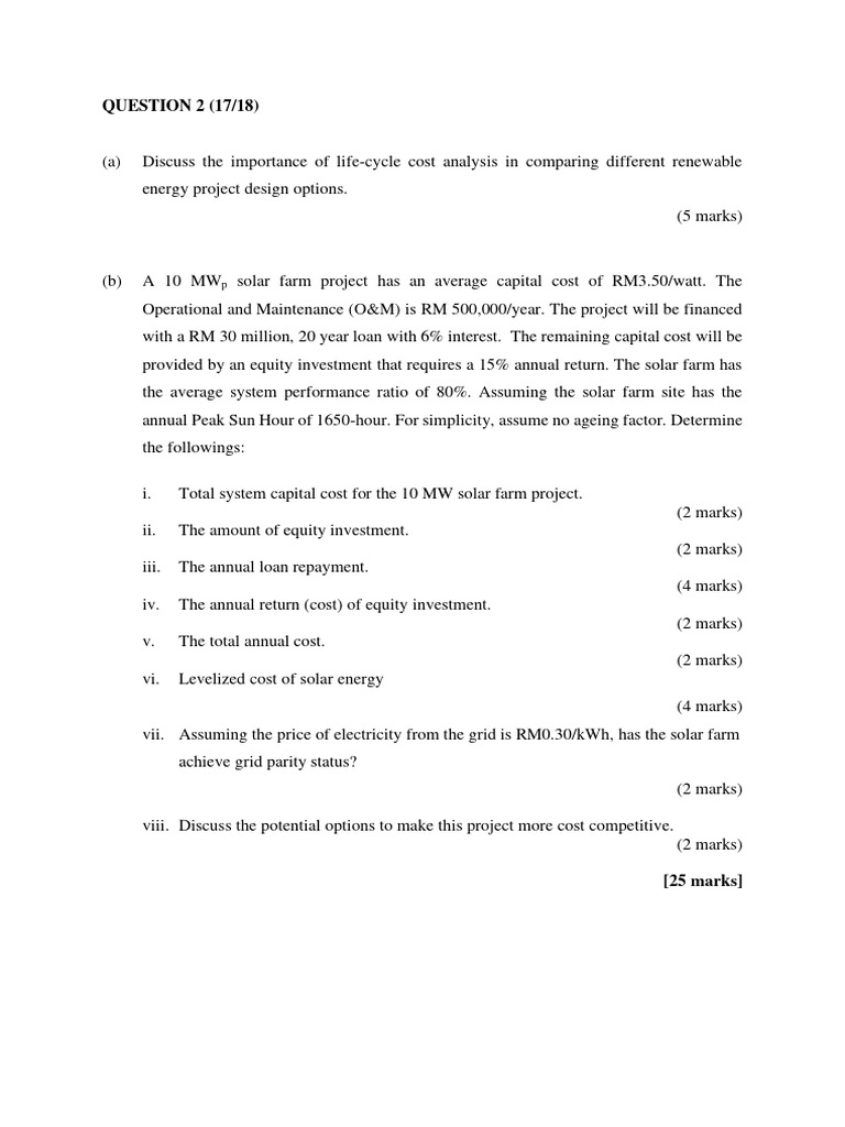 Exercise Solar Economic - Question | PDF | Photovoltaic System | Solar ...