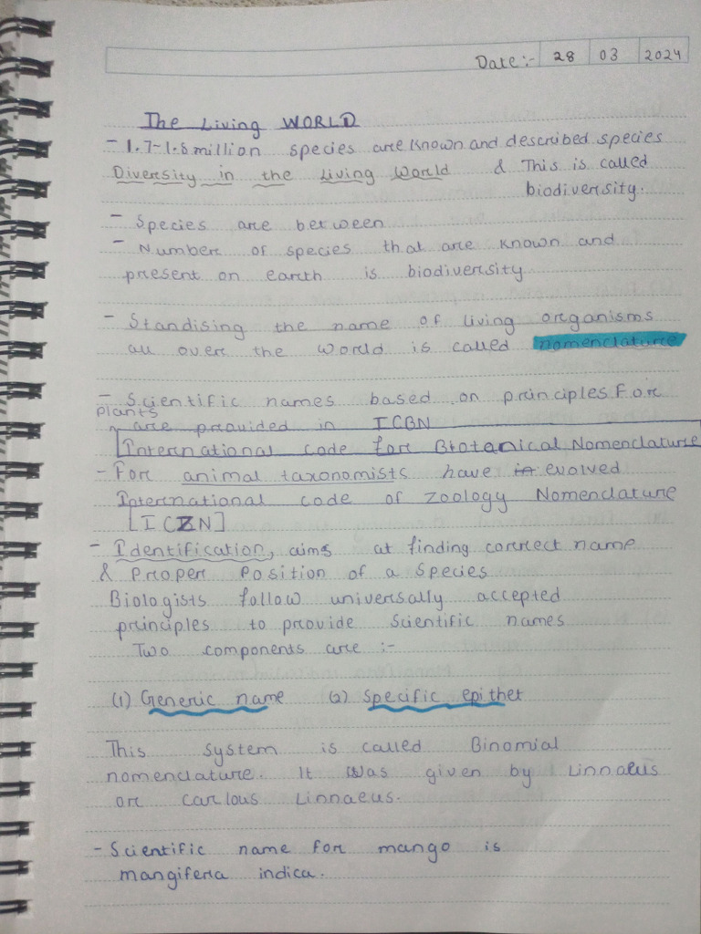 Handwritten notes of living world | PDF