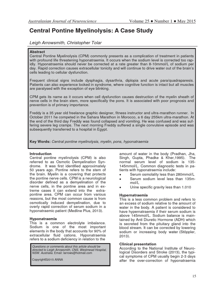 Central Pontine Myelinolysis | PDF | Diseases And Disorders | Clinical ...