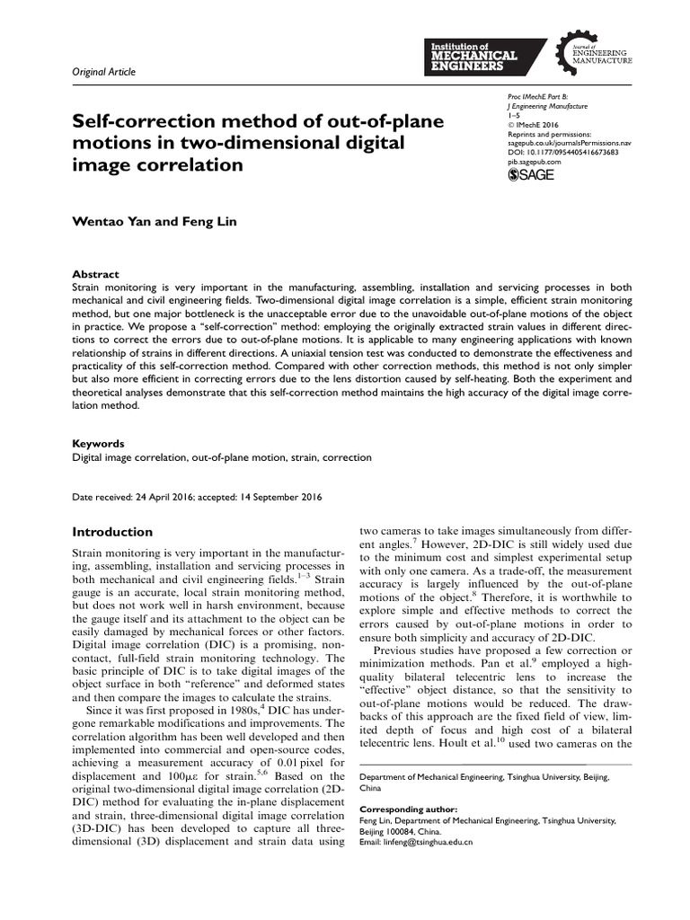 Yan Et Lin - 2018 - Self-Correction Method of Out-Of-Plane Motions in ... Yan Et Lin - 2018 - Self-Correction Method of Out-Of-Plane Motions in ...