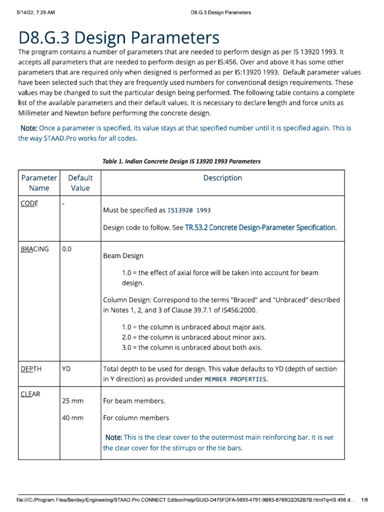 D8.G.3 Design Parameters | PDF