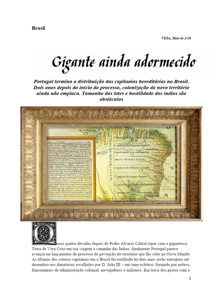 Capitanias Hereditárias Pdf Brasil Portugal