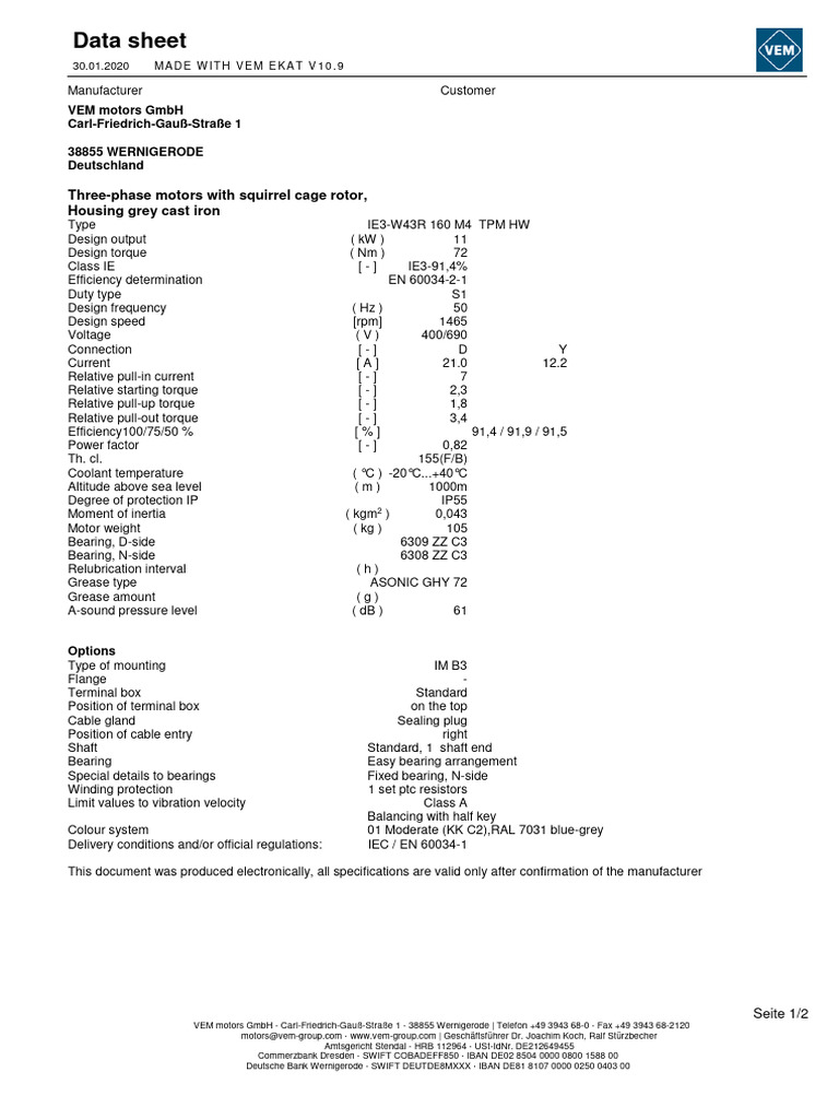 DBL IE3-W43R160M4 T | PDF | Manufactured Goods | Electromagnetism