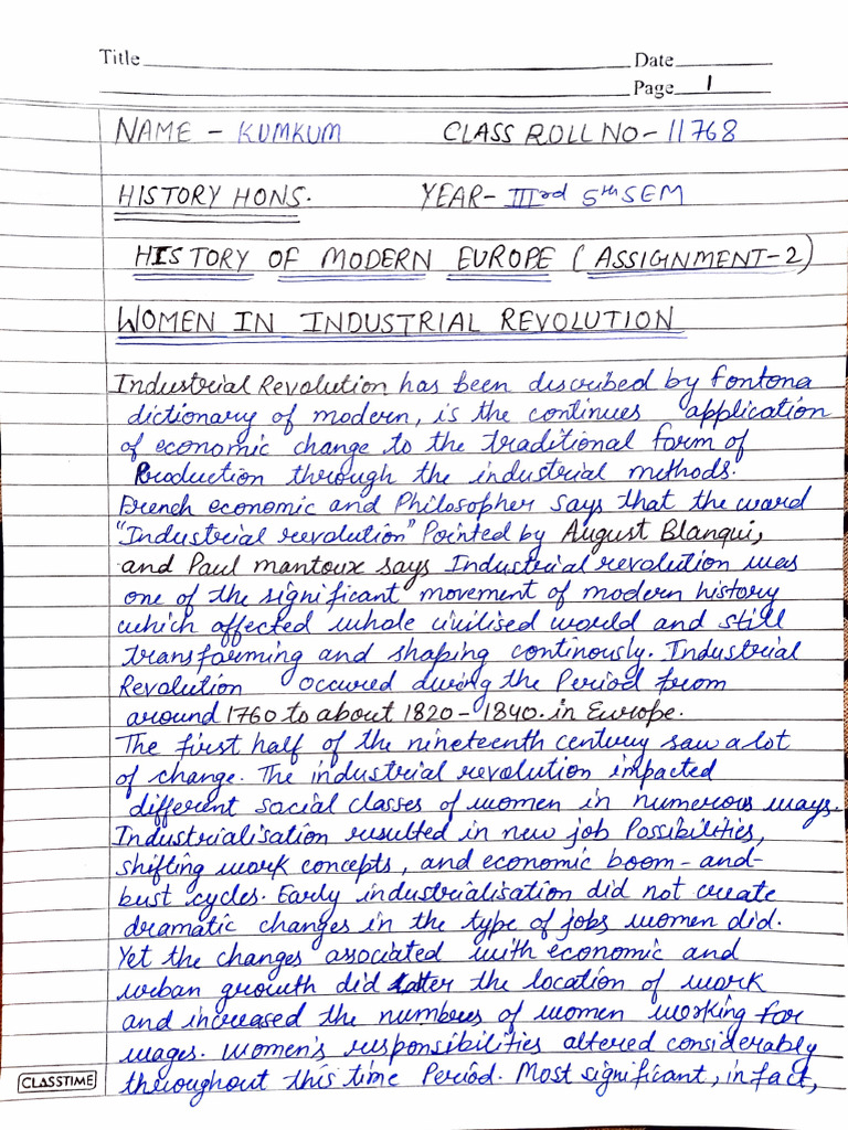 Women in Industrial Revolution | PDF